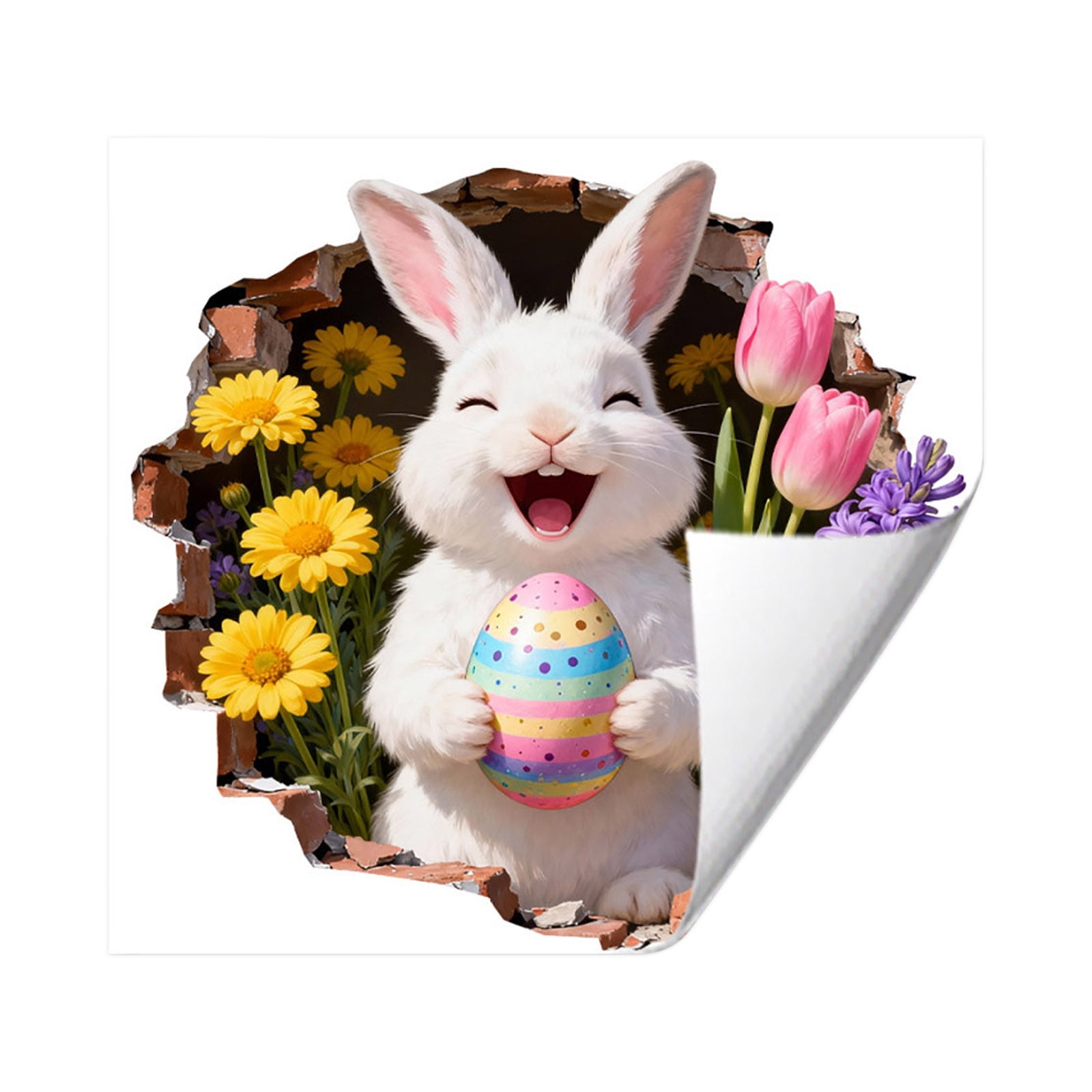 3/2/1PCS Easter Rabbit Breakthrough Wall Sticker, Easter Rabbit Decal ...