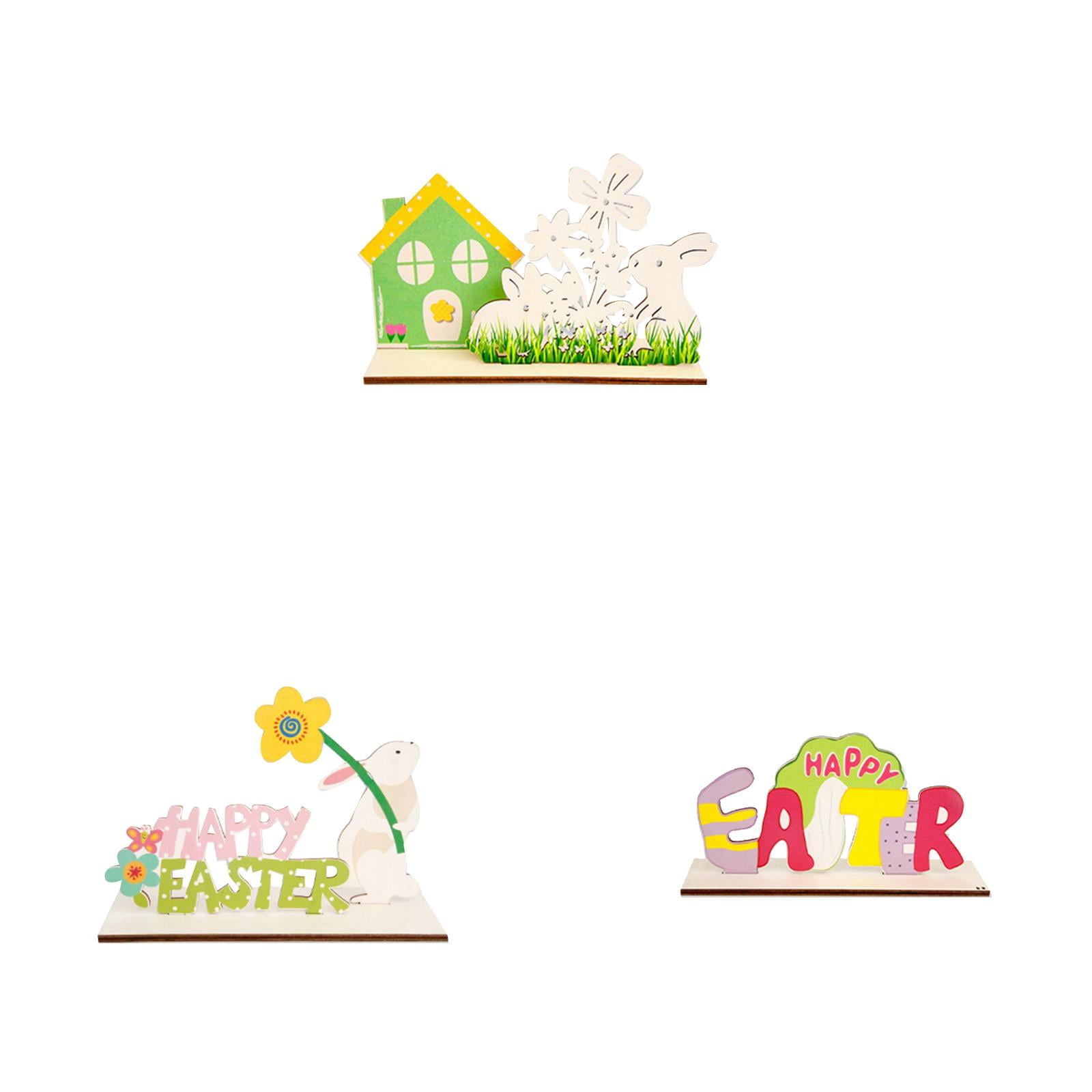 3/2/1PCS Easter Table Decor Wooden Signs Bunny Tiered Tray Decor ...