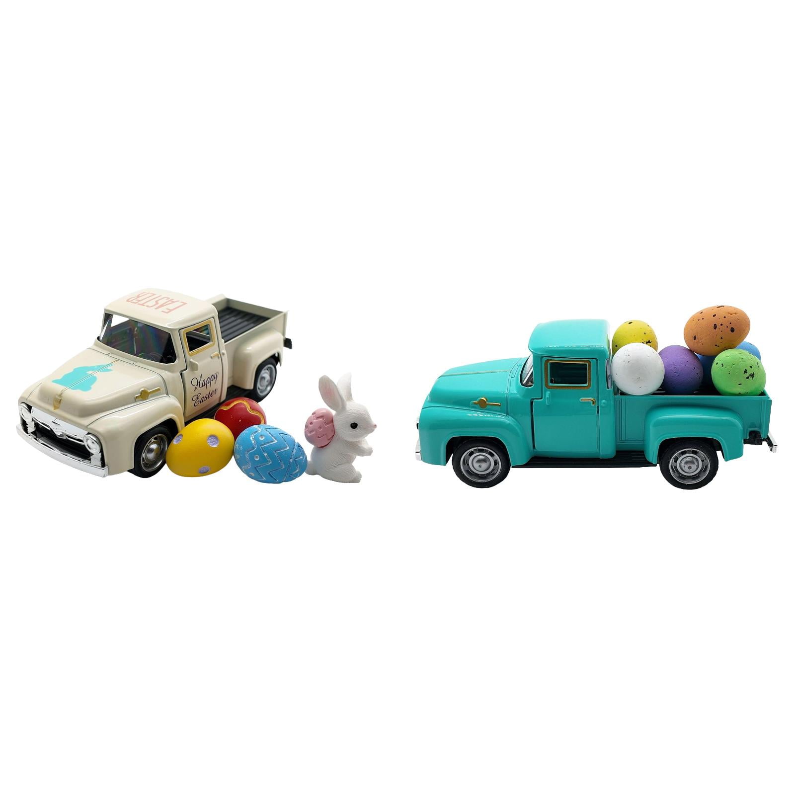 3/2/1pcs Easter Farm Pickup Truck Decor With Eggs Mini Vintage Metal ...