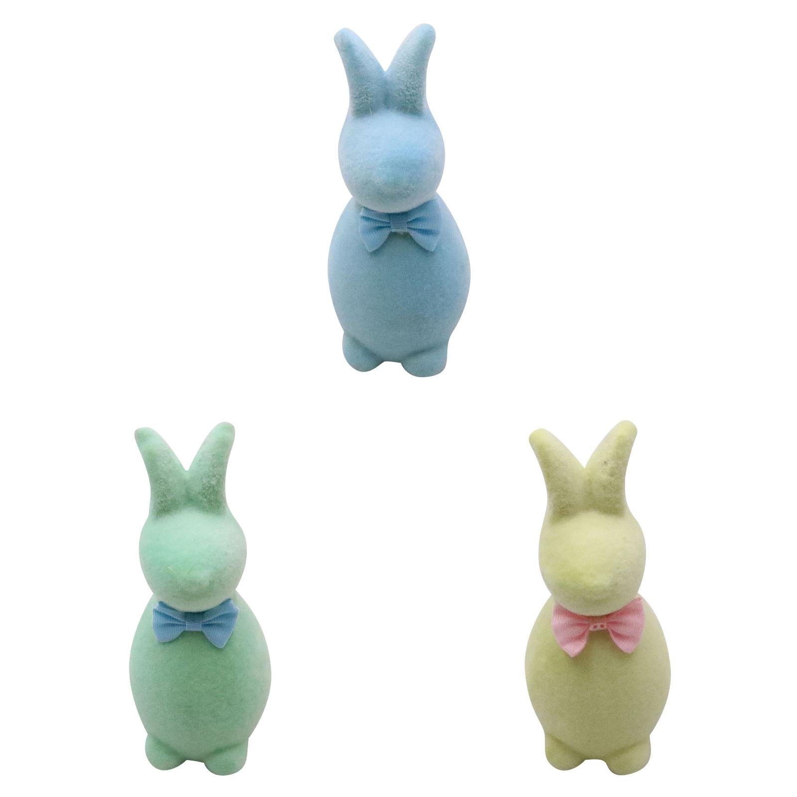 3/2/1pcs Easter Velvet Standing Bunny Decorations Pastel Flocked Bunny ...