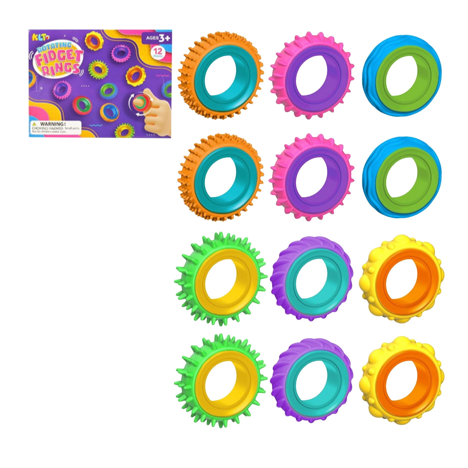 3/2/1pcs Fidget Toy Sensory Rings For Autism & ADHD 12 Pack Finger ...