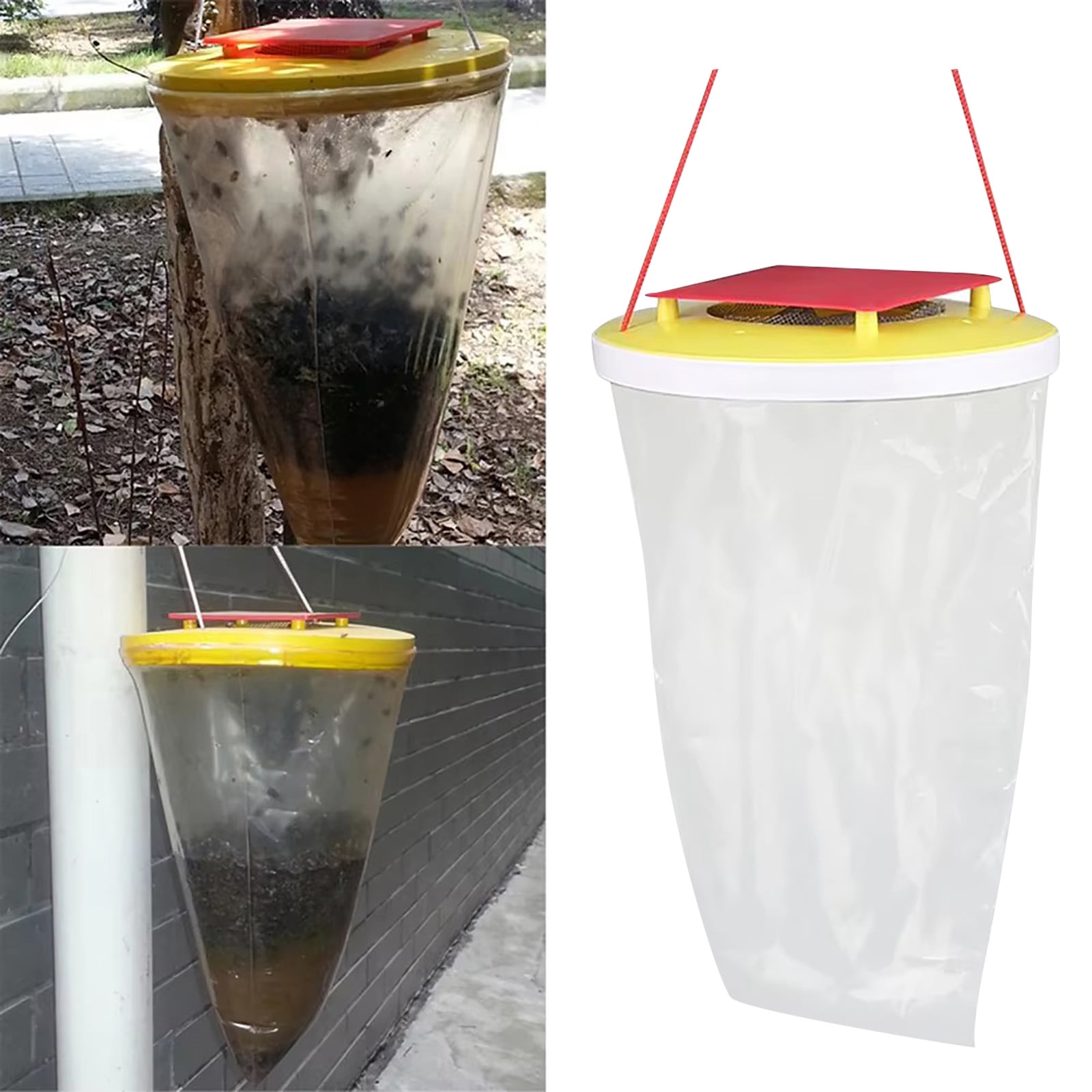 3/2/1pcs Outdoor Hanging Large Fly Trap Bags,Disposable Fly Killer Trap Catcher Jar,Fly ...
