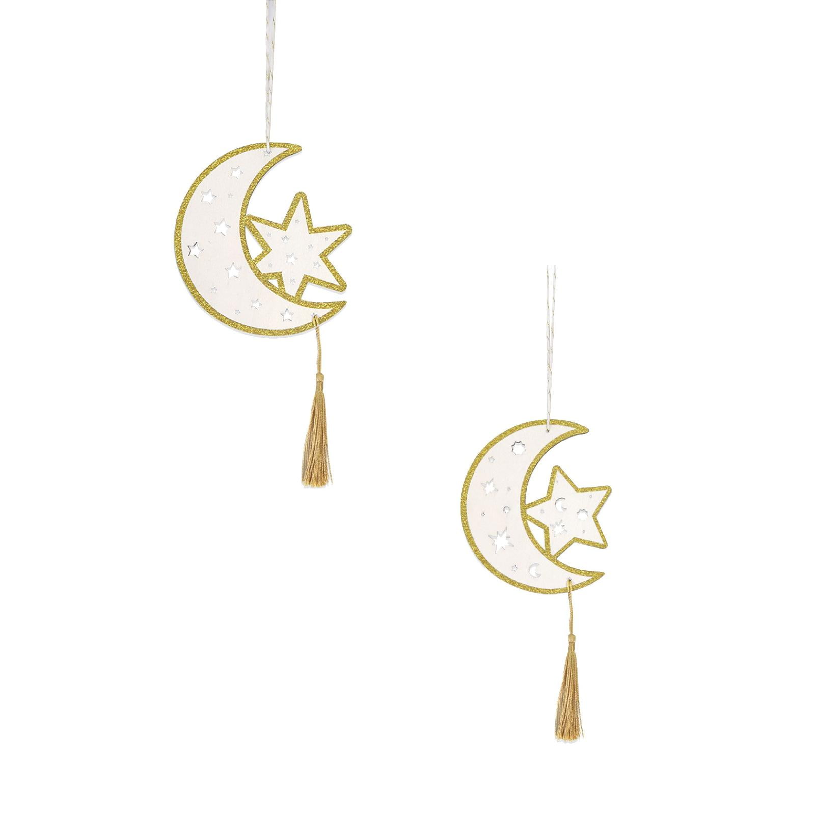3/2/1pcs Ramadans Themed Wood Hanging Decorations Star And Moon ...