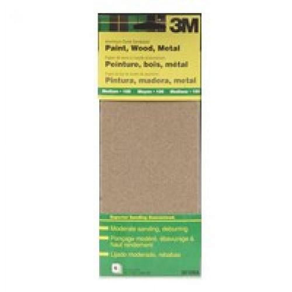 3-2/3" x 9" 3M 9016 Finishing Sandpaper Sandpaper, 100-Grit Medium, 6 ...