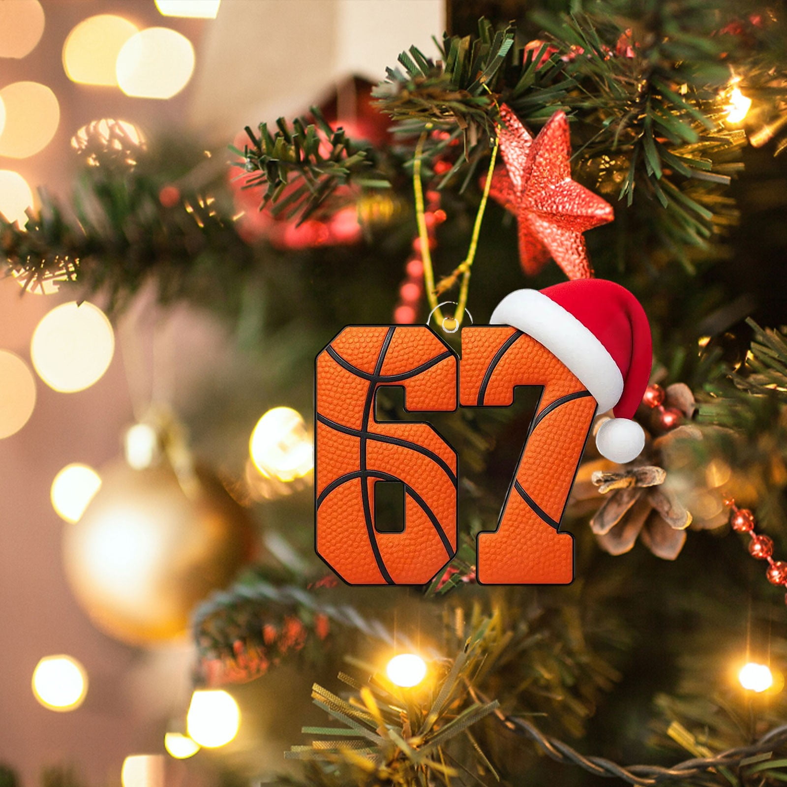 3.2" Christmas Sports Themed Number Ornament With Santa Hat Multi Sport ...