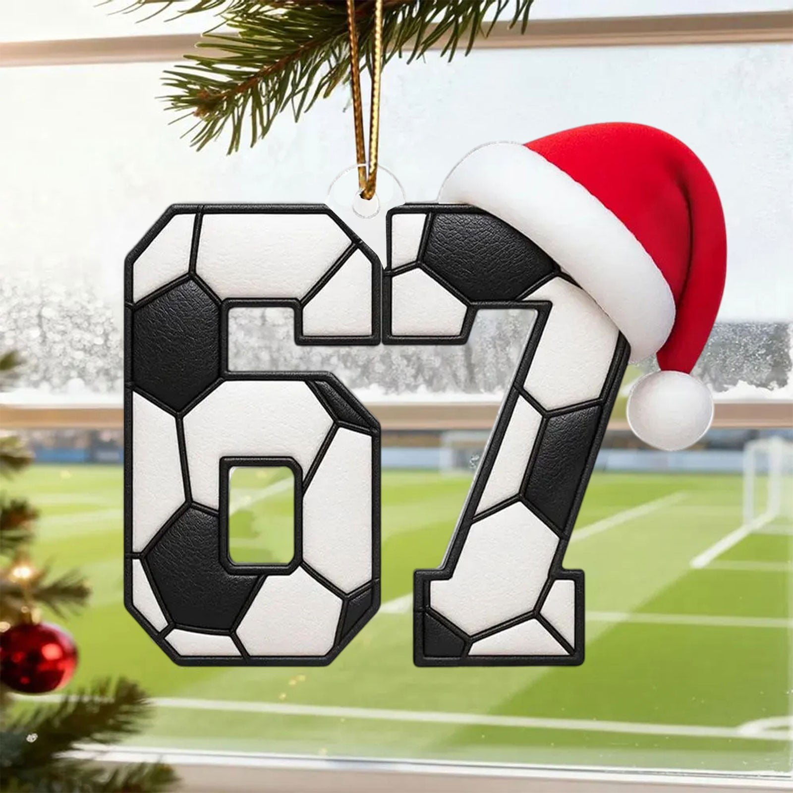 3.2" Christmas Sports Themed Number Ornament With Santa Hat Multi Sport ...