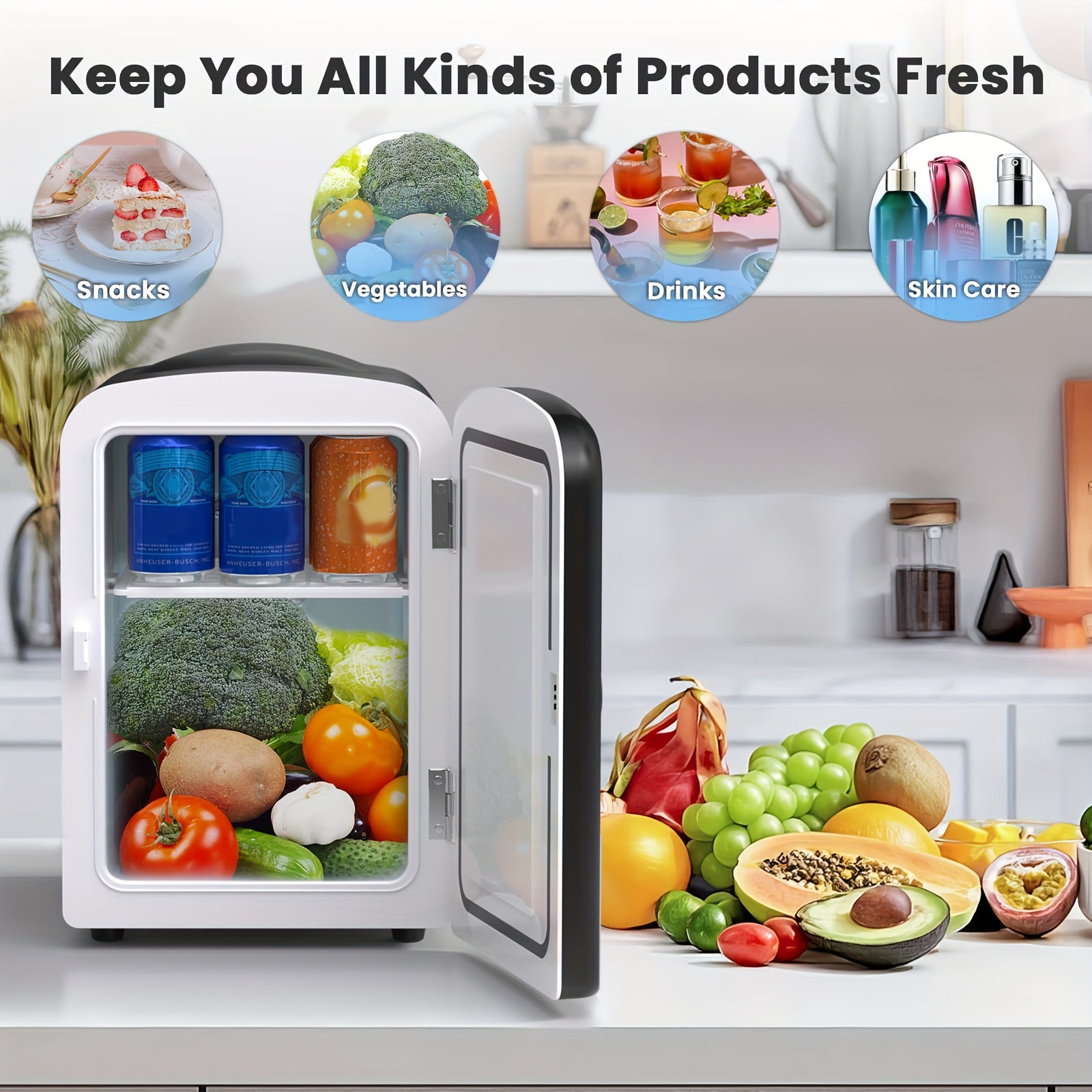 3.2 Cu. Ft Compact Fridge with Freezer, 2-Door Retro Grey, Adjustable ...