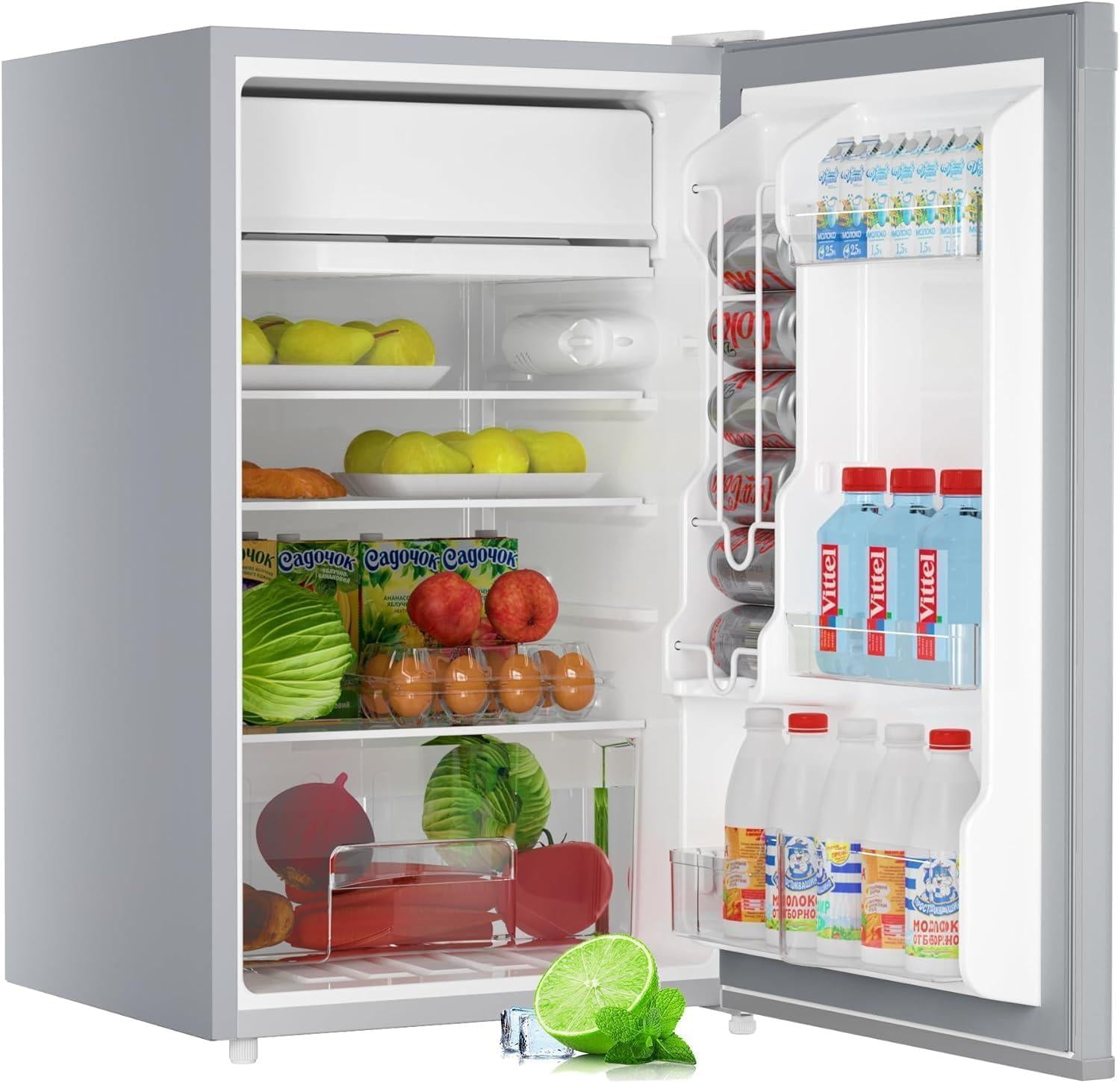 3.2 Cu.Ft Mini Fridge With Freezer, Single Door Compact Refrigerator ...