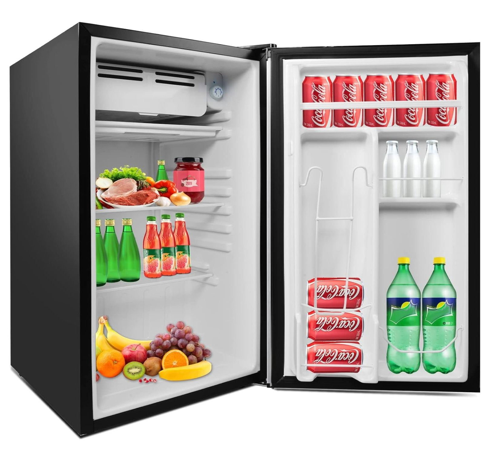 3.2 Cu.Ft. Mini Fridge with Freezer, Single Door Compact Refrigerator ...