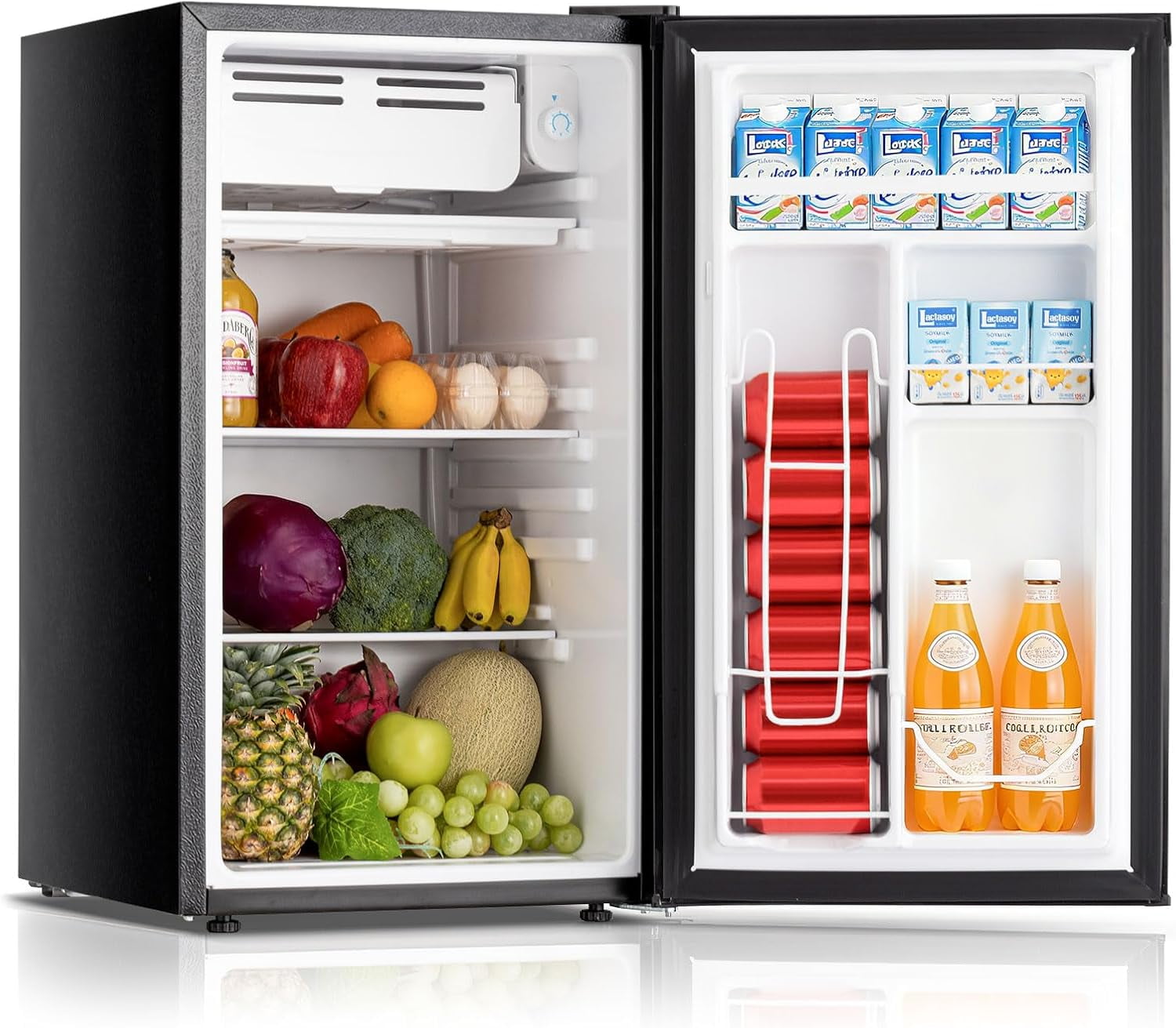3.2 Cu.Ft Single Door Compact Refrigerator with Freezer, Stainless ...