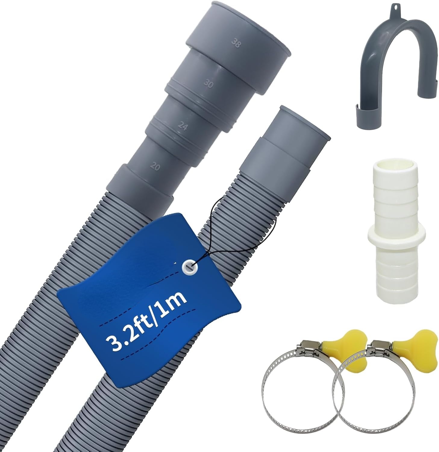 3.2 FT Washing Machine Drain Hose, Flexible Dishwasher Drain Hose ...