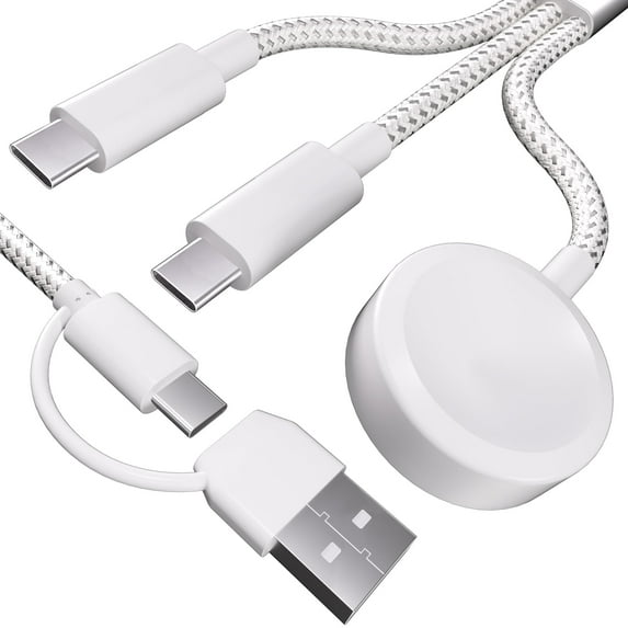 3 in 2 Fast Charger Cable, All in One Combo Thick Braided USB C (USB A ...