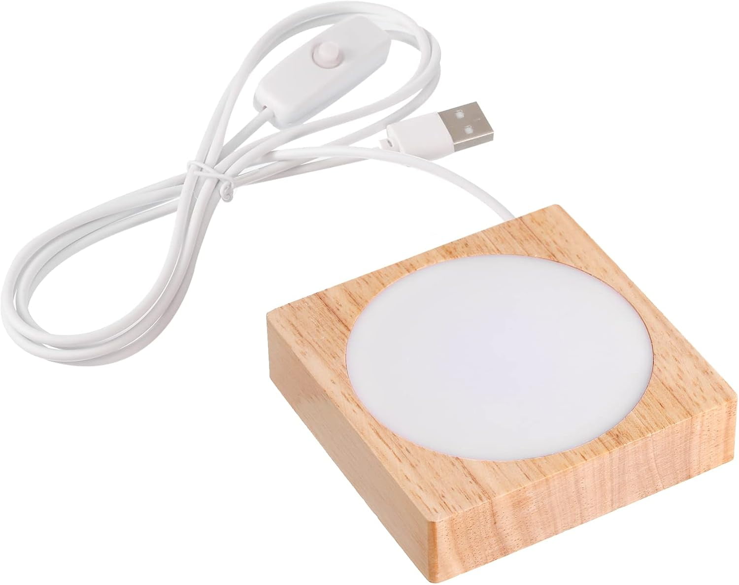 3.2 Inch Wooden LED Light Base, Wood Light Display Base Stand Lighting ...