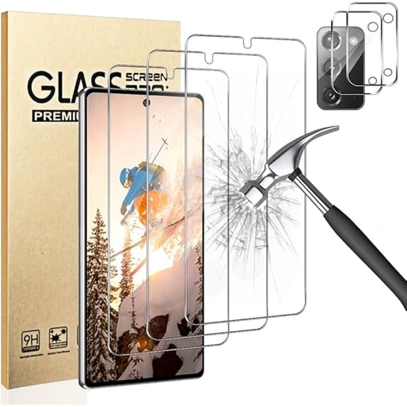3+2 Pack Galaxy Note 20 Screen Protector + Camera Lens Protector,3D ...