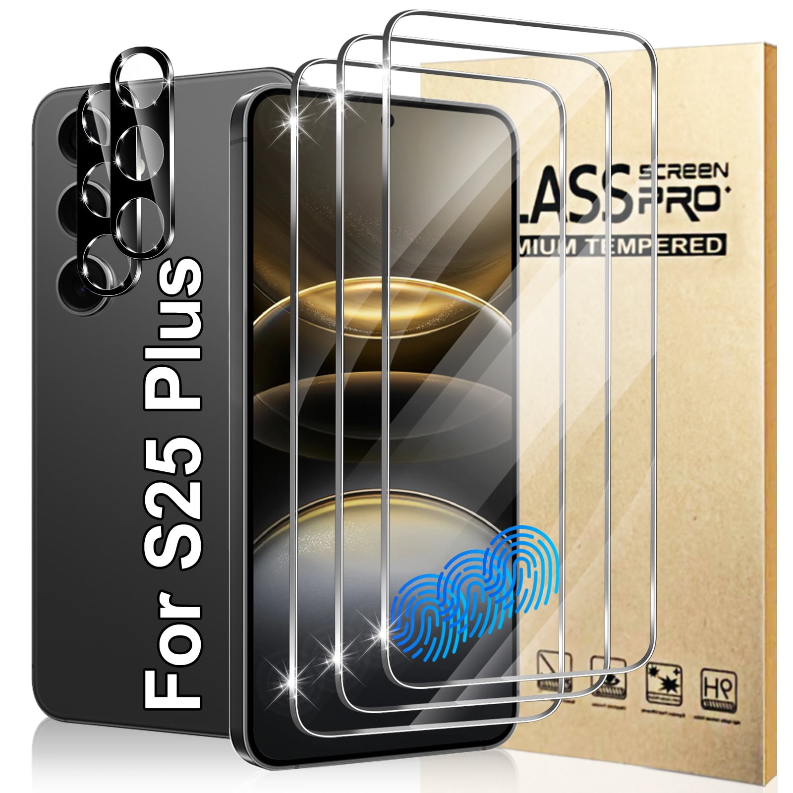 3+2 Pack Screen Protector Glass and Camera Lens Protector For Galaxy ...