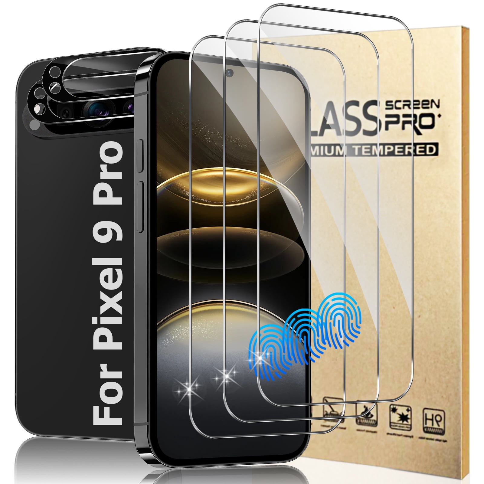 3+2 Pack Screen Protector Glass and Camera Lens Protector For Pixel 9 ...