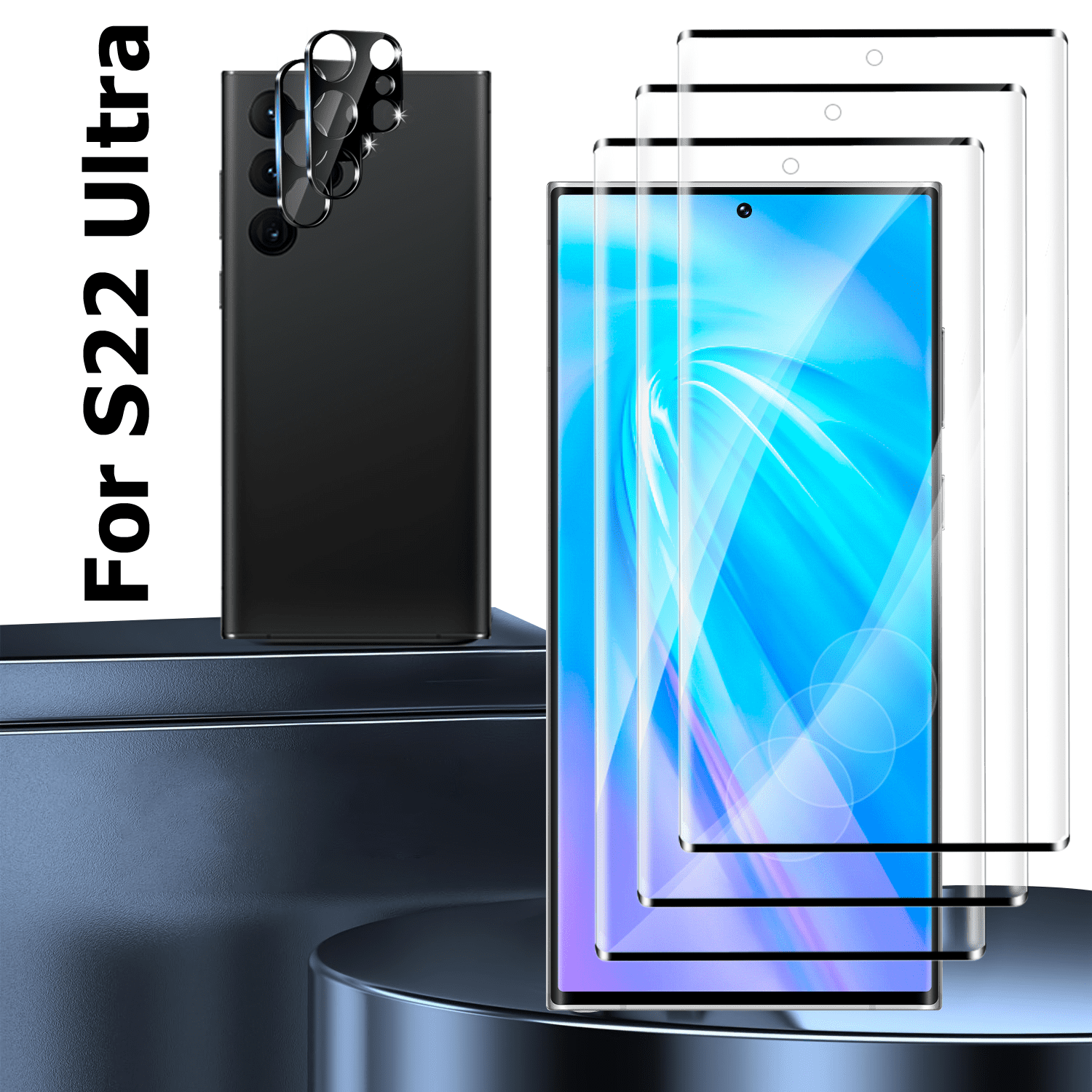 (3+2 Packs) For Galaxy S22 Ultra Screen Protector With Camera Lens ...