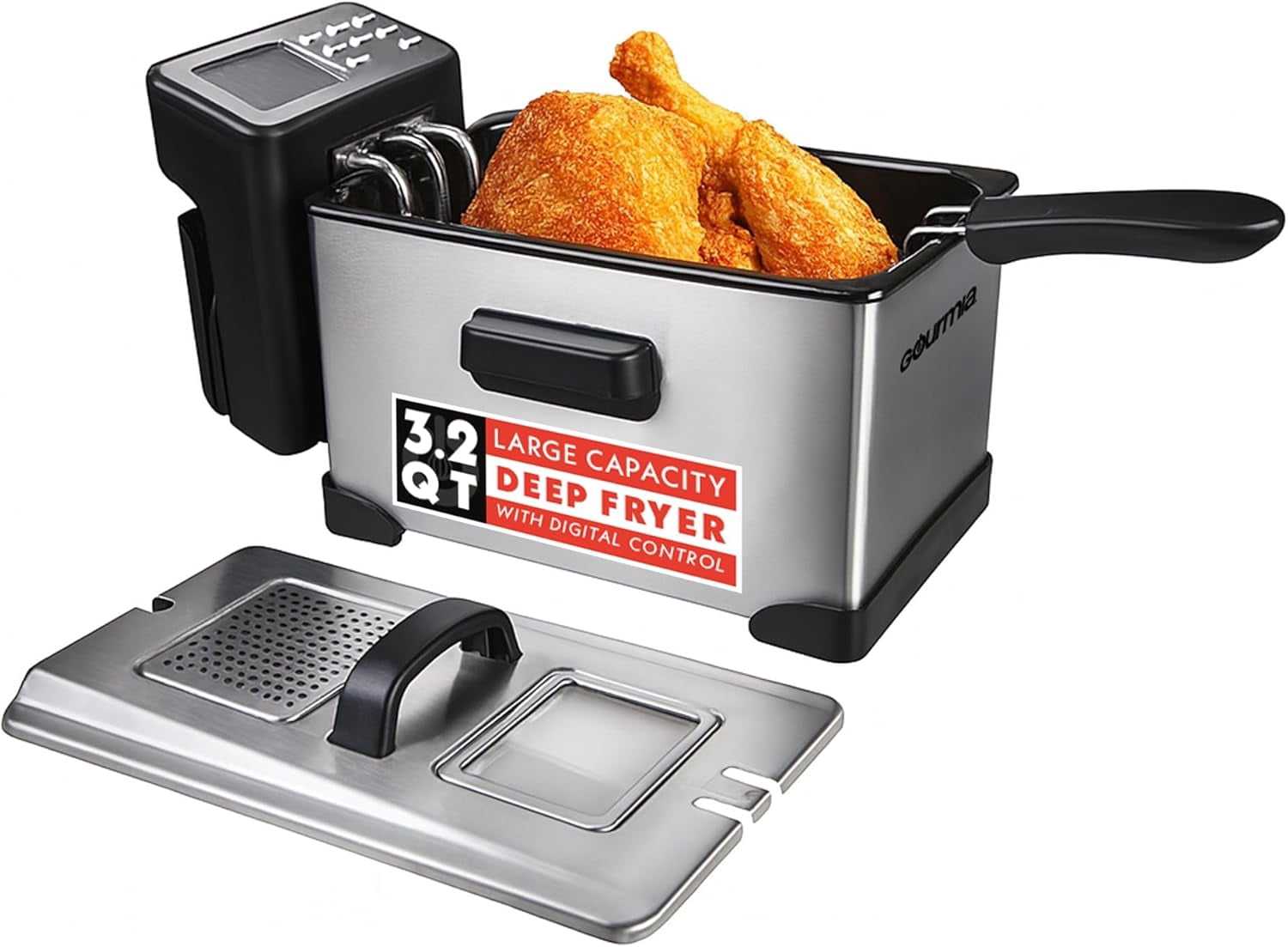 3.2 Qt Countertop Deep Fryer – Electric Oil Fryer with Digital Display ...