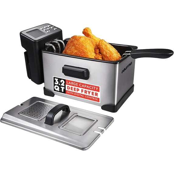 3.2 Qt Countertop Deep Fryer – Electric Oil Fryer with Digital Display ...