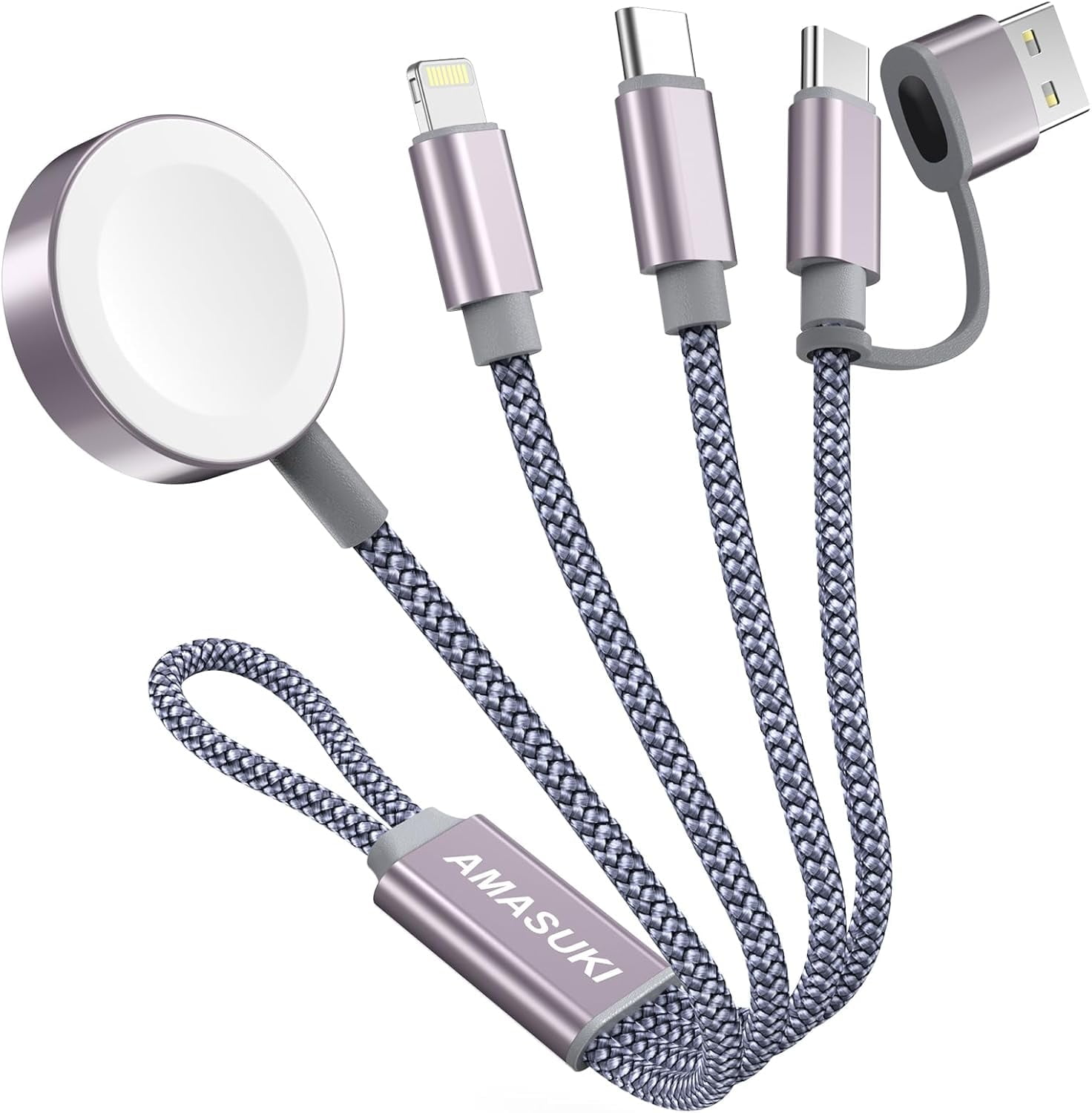 3 in 2 USB C Cable for Apple Watch iPhone Charger, Short 8 inch USB C ...