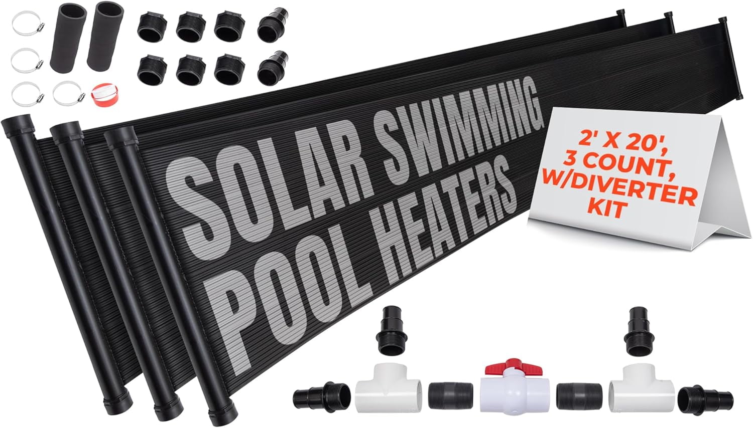 3-2'X20' SunQuest Solar Swimming Pool Heater System with Diverter Kit ...