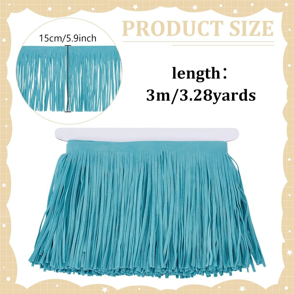 3.2 Yards 6 Inch Double Side Suede Tassel Trims Faux Leather Fringe ...
