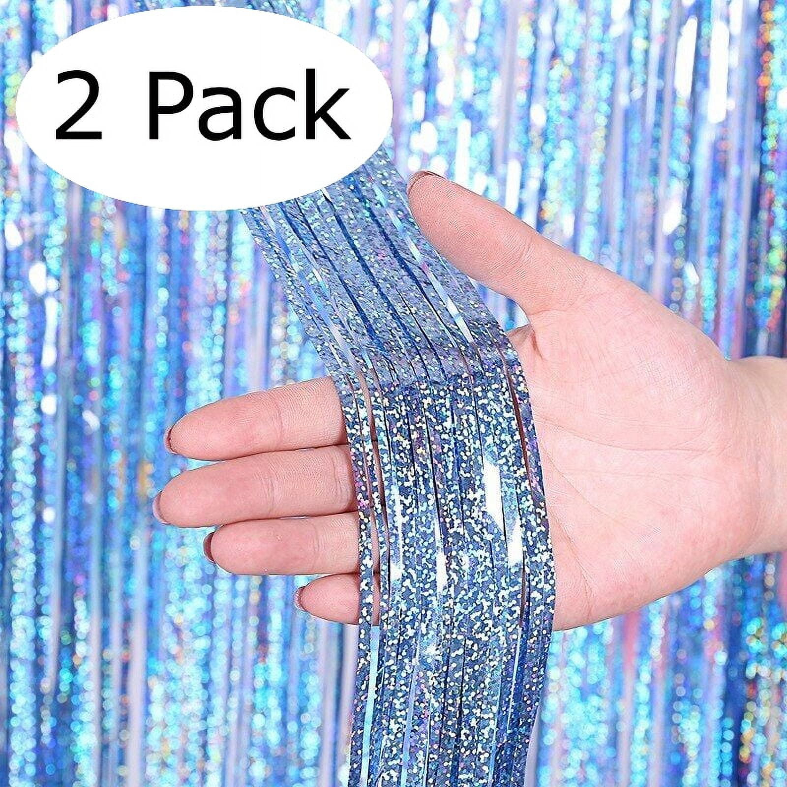 3.2 ft x 9.8 ft Metallic Tinsel Foil Fringe Curtains Pack of 2 for ...
