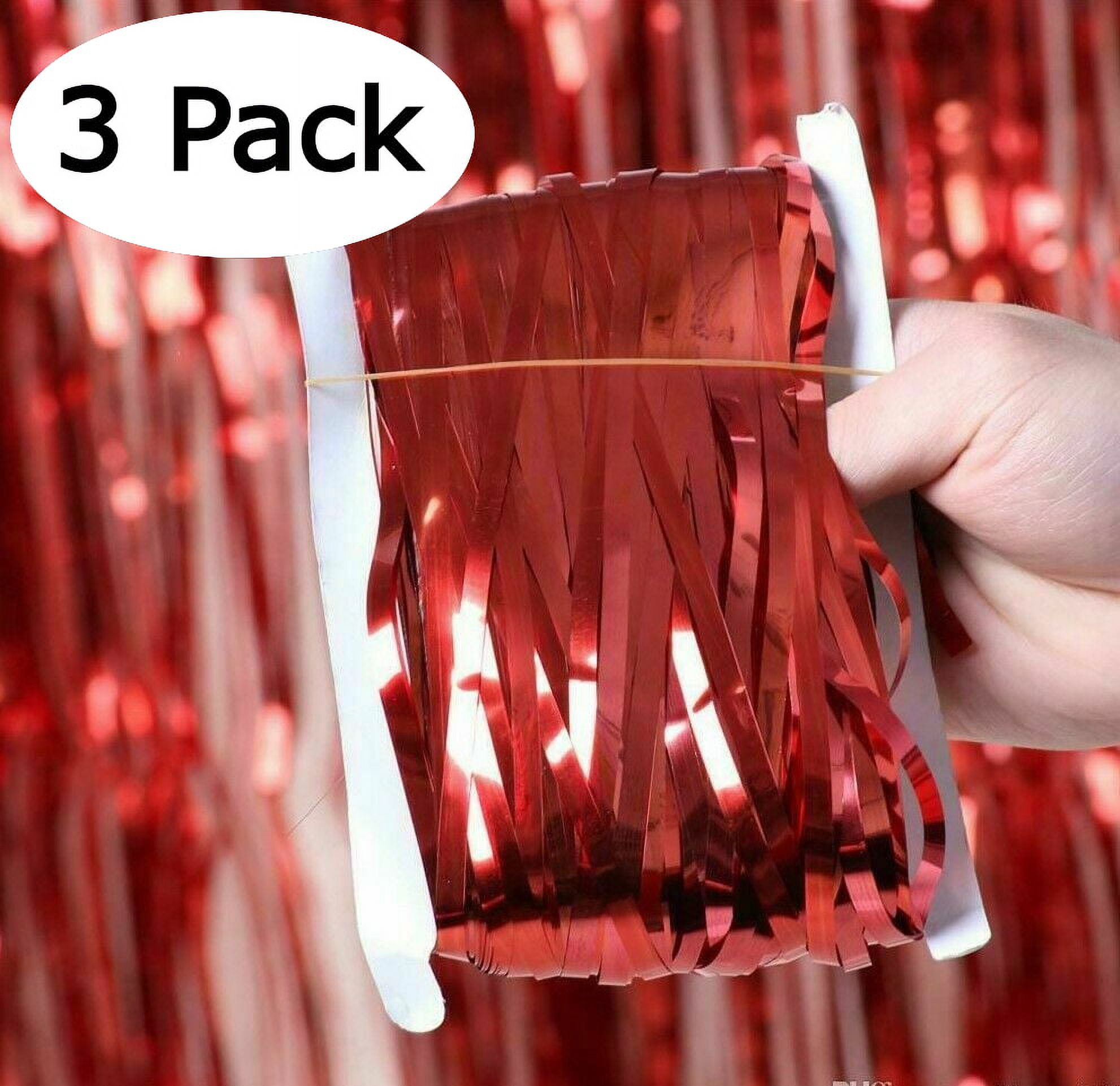 3.2 ft x 9.8 ft Metallic Tinsel Foil Fringe Curtains Pack of 3 for ...