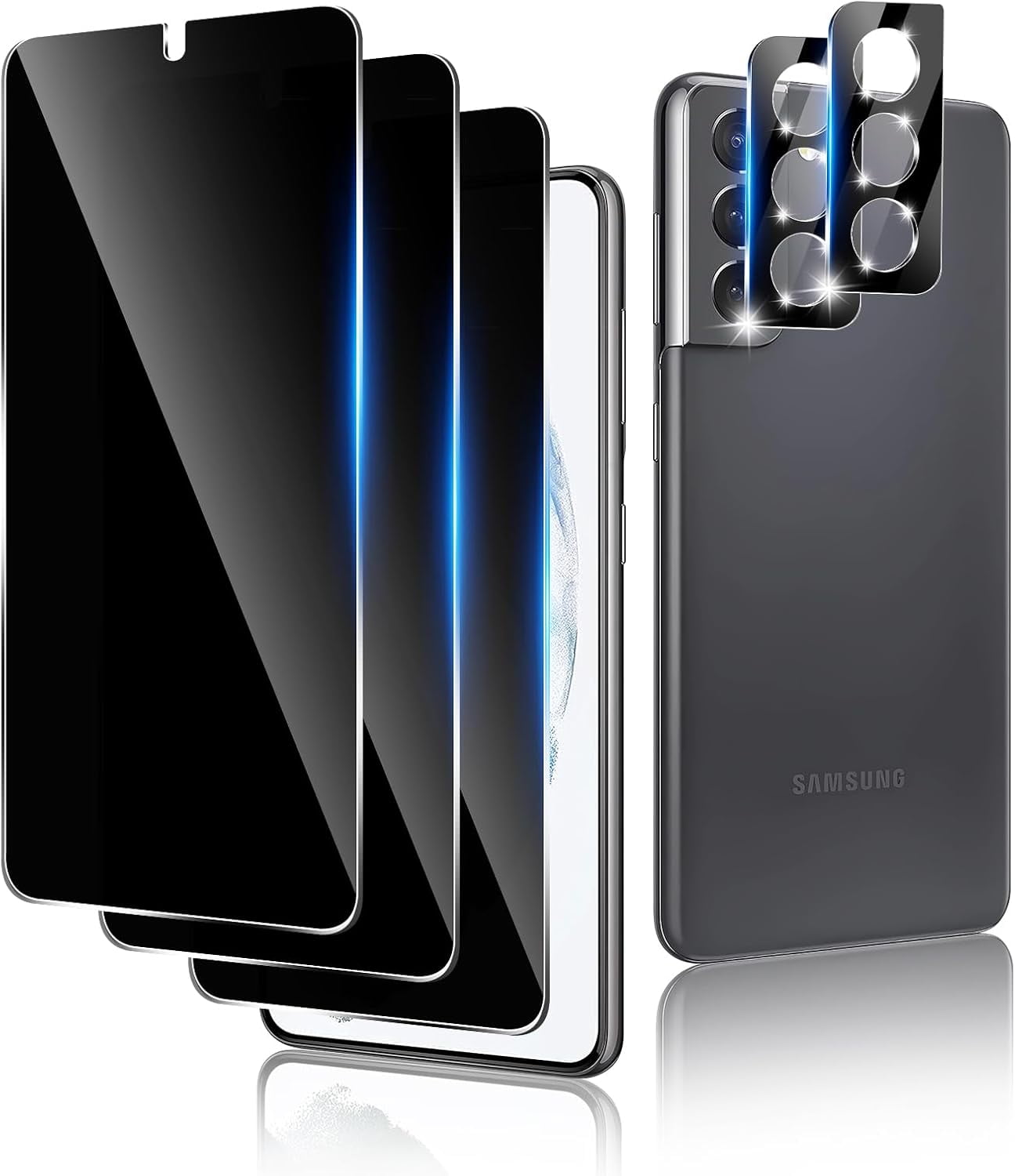 [3+2 pack] For Galaxy S21/S21 5G Privacy Anti-Spy Screen Protector and ...