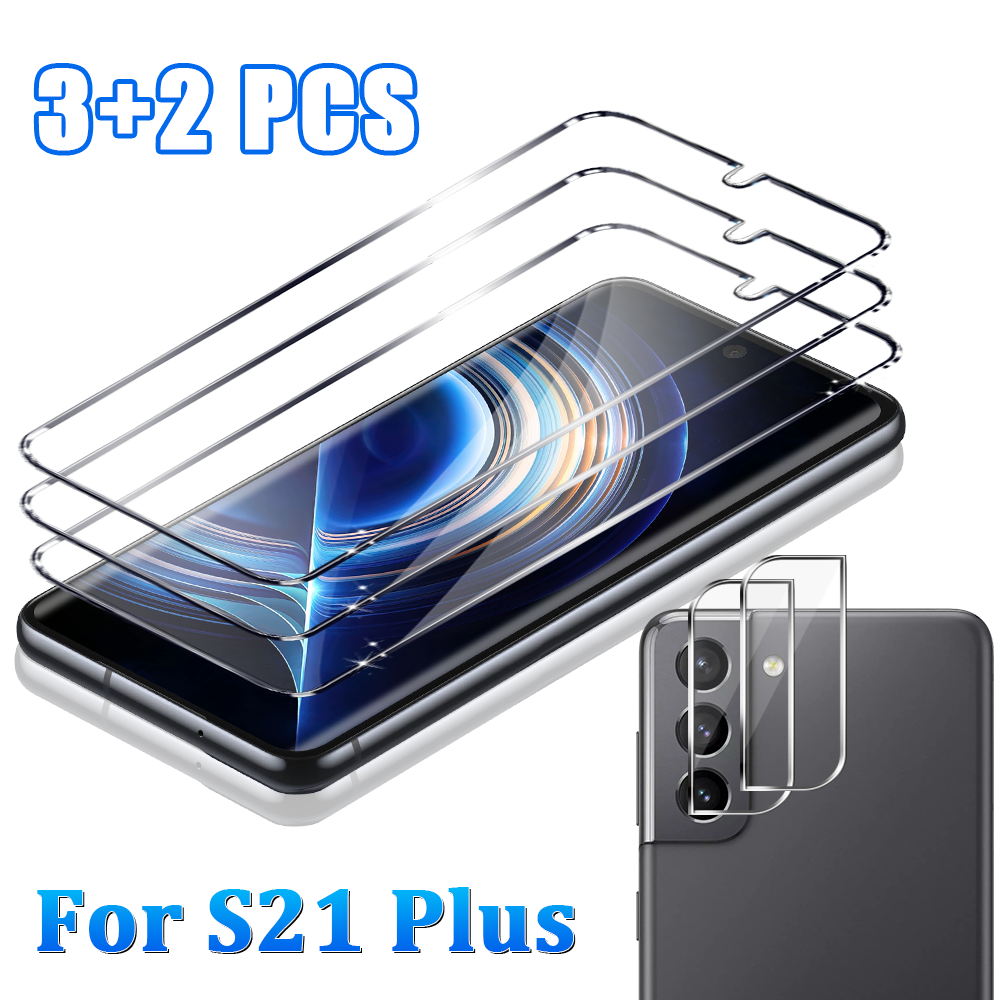 (3+2 packs) Galaxy S21 Plus screen protector with camera lens protector ...