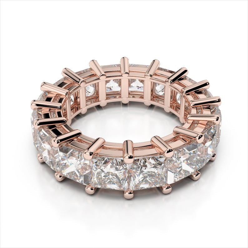 3.20 Ct Excellent Princess Shaped Diamond Wedding Bands for Women Solid ...