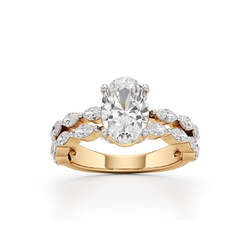 3.20 Oval Cut Double Split Band Engagement Ring Delicate Moissanite ...