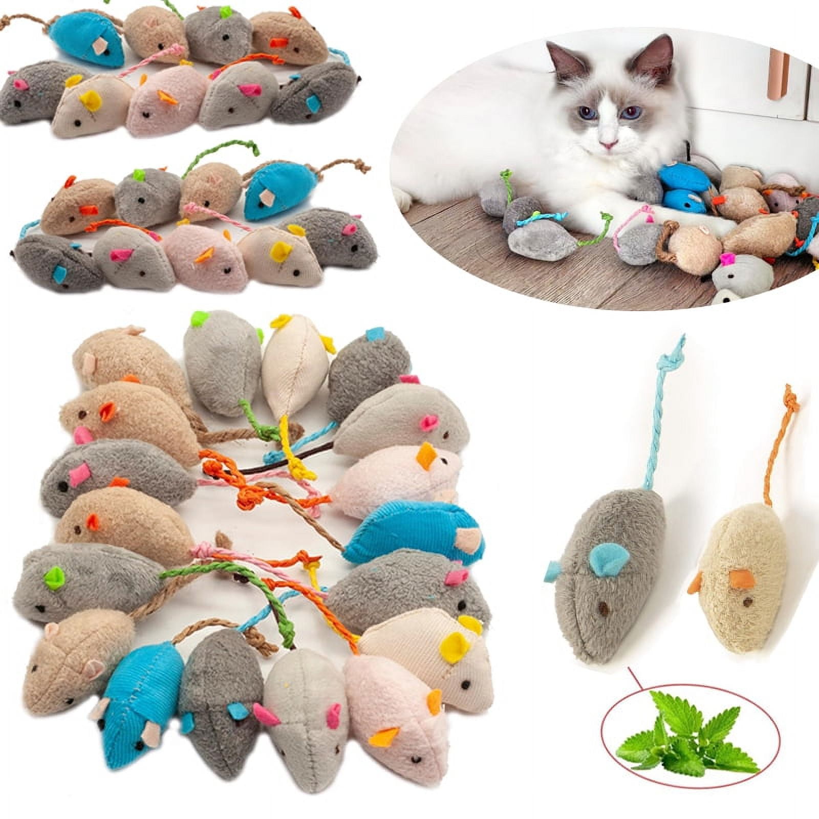 3/200pcs Rattle Cat Mouse Toys Also Prefilled Catnip Faux Fur Cat Mice ...