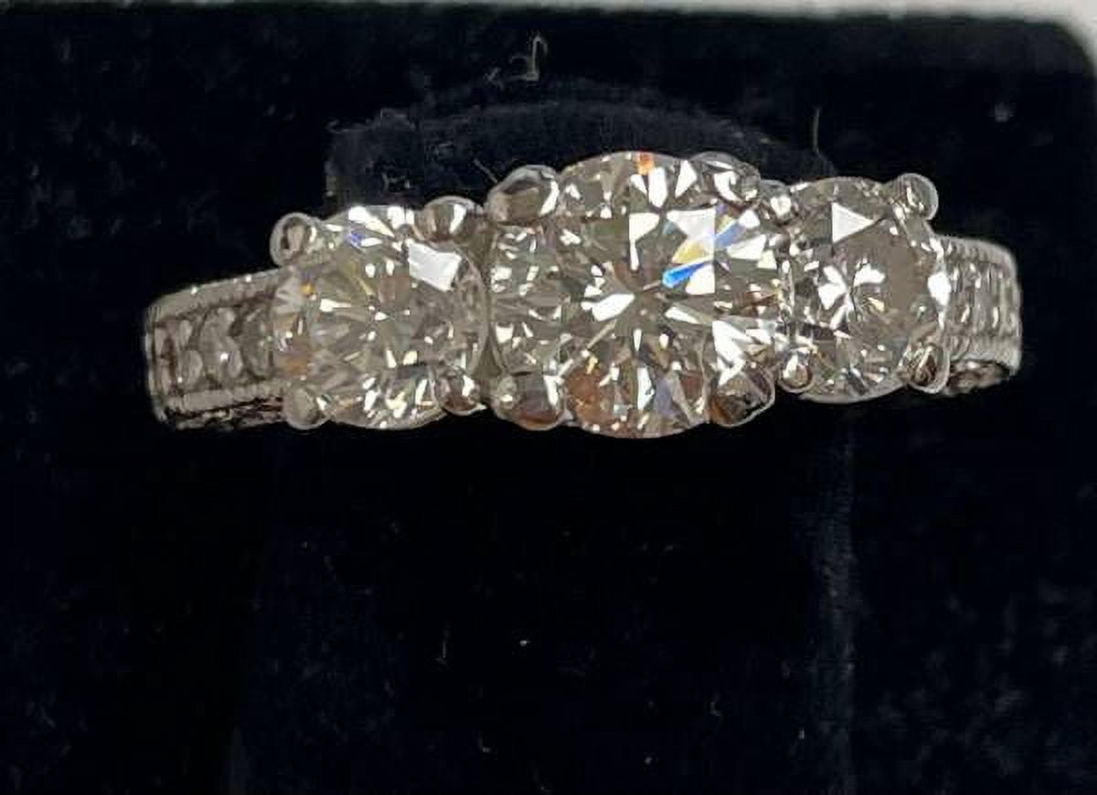 3.20CT Lab Created CZ Diamond Round 925 Sterling Silver Three Stone ...