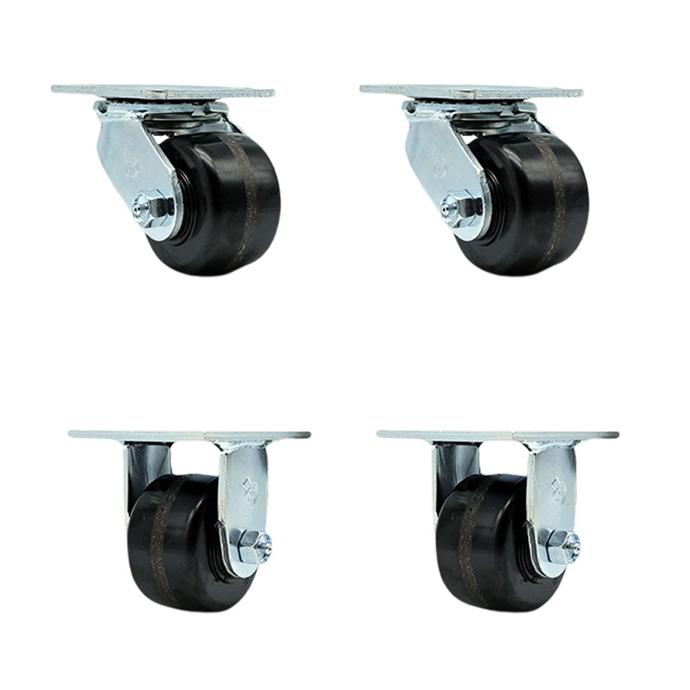 3.25 Inch Phenolic Caster Set with Roller Bearings 2 Swivel Lock 2 ...