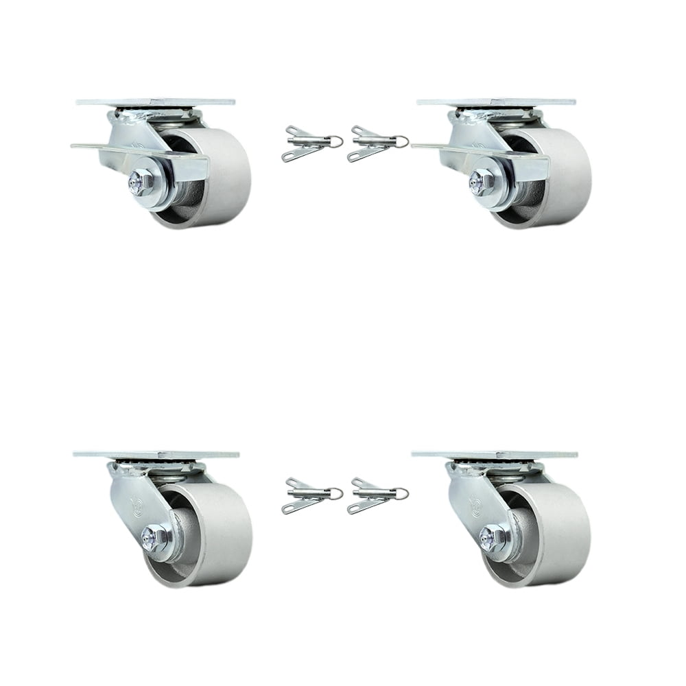 3.25 Inch Semi Steel Caster Set with 2 Brakes/Swivel Lock 2 Rigid SCC ...