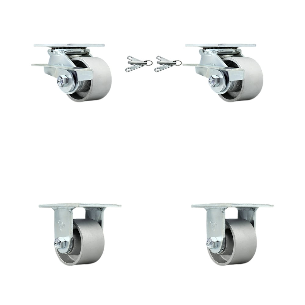 3.25 Inch Semi Steel Caster Set with Ball Bearings 2 Brakes 2 Rigid SCC ...