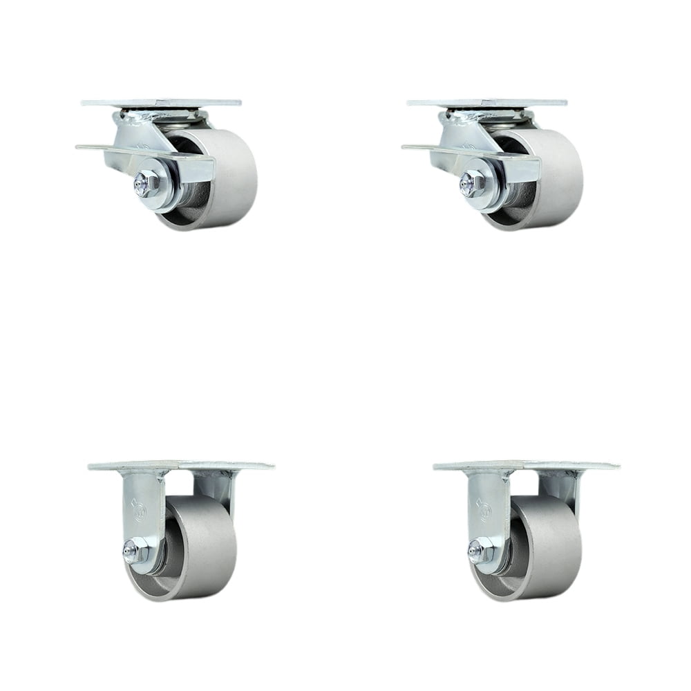 3.25 Inch Semi Steel Caster Set with Ball Bearings 4 Brake 2 Swivel ...
