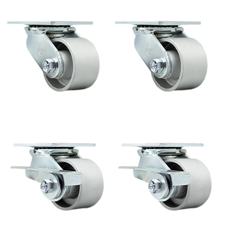 3.25 Inch Semi Steel Caster Set with Roller Bearings 2 Swivel Lock 2 ...