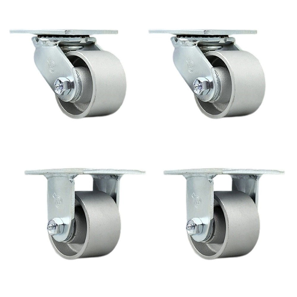 3.25 Inch Semi Steel Caster Set with Roller Bearings 4 Brake 2 Swivel ...
