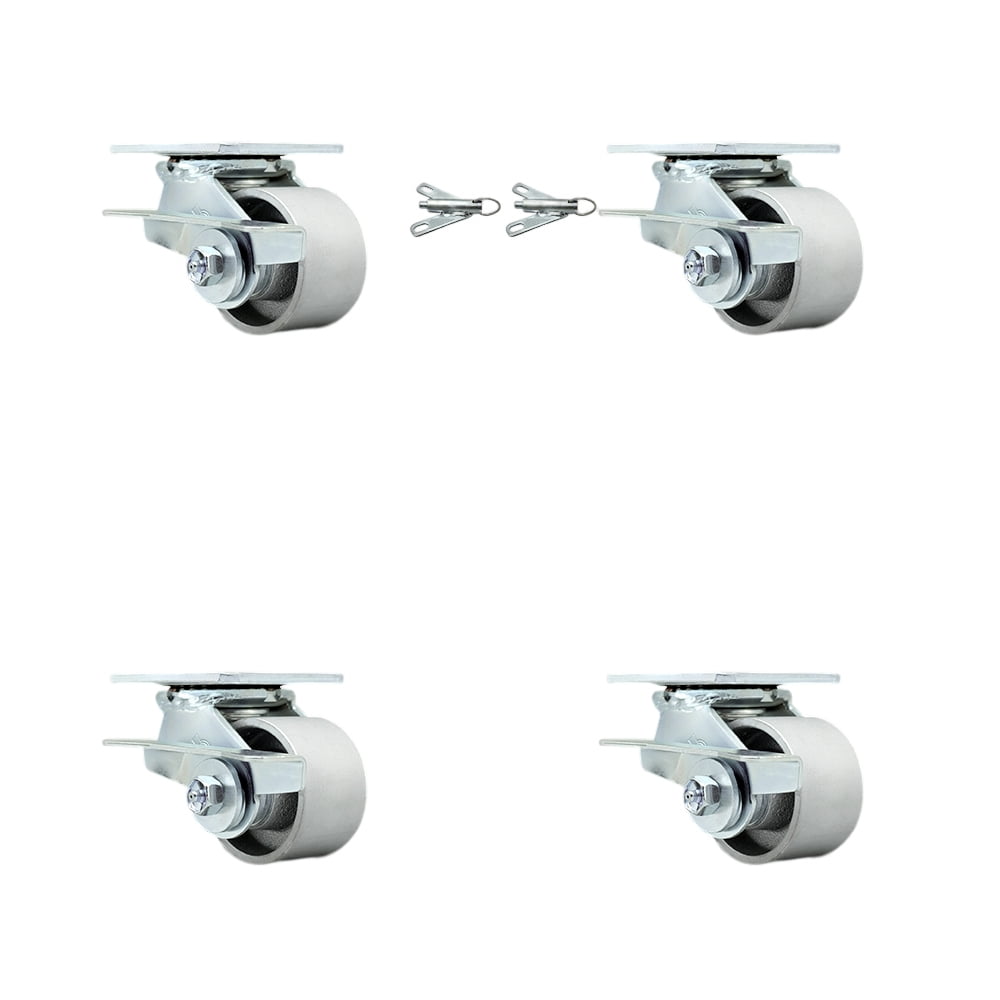 3.25 Inch Semi Steel Caster Set with Roller Bearings 4 Swivel Lock 2 ...
