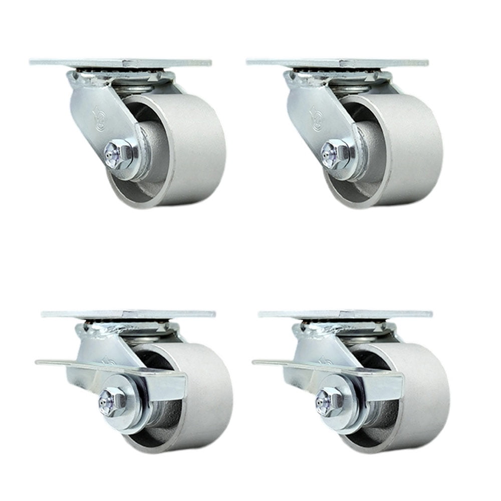 3.25 Inch Semi Steel Swivel Caster Set with Roller Bearings 2 Brakes ...