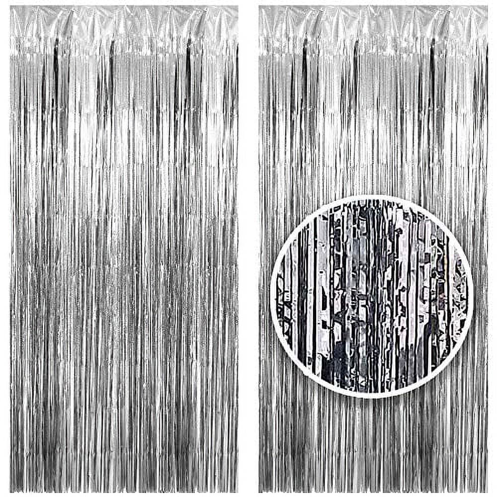 3.25 X 6.7 Ft Silver Curtain Backdrop For Parties, Backdrop Parties ...