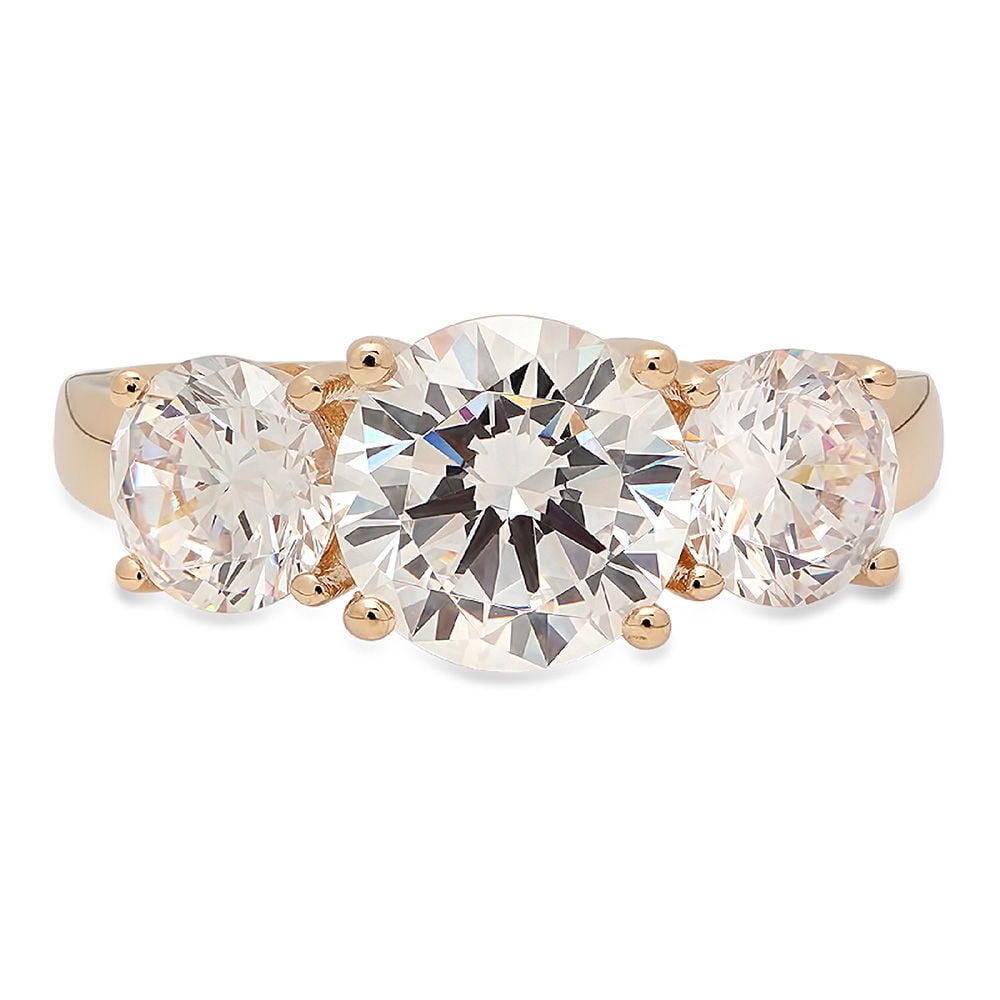 3.25 ct Round Cut Genuine Cultured Diamond VS1-VS2 J-K 18K Yellow Gold ...