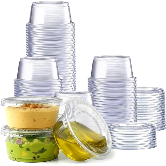 3.25 oz Clear Plastic Jello Shot Cups with Lids, 100 Count – Durable ...