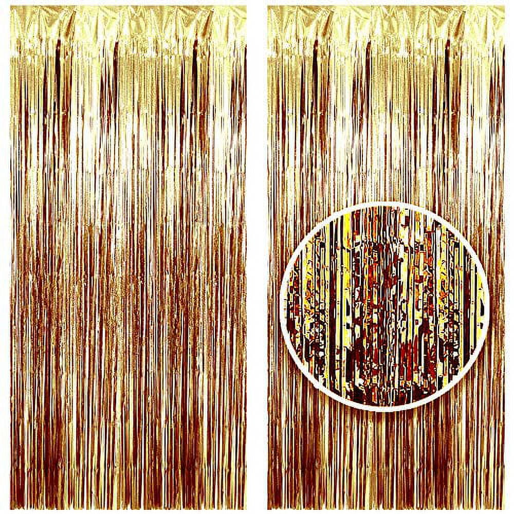 3.25 x 6.7Ft Metallic Tinsel Foil Black Backdrop Fringe Curtains, Black ...