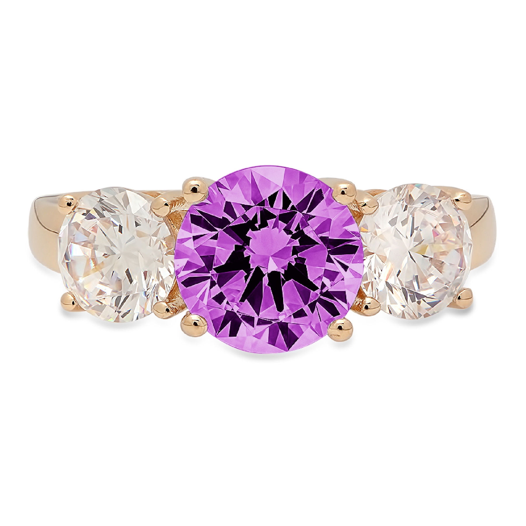 3.25ct Round Brilliant cut - Three- Stone - VVS1 Simulated Alexandrite ...