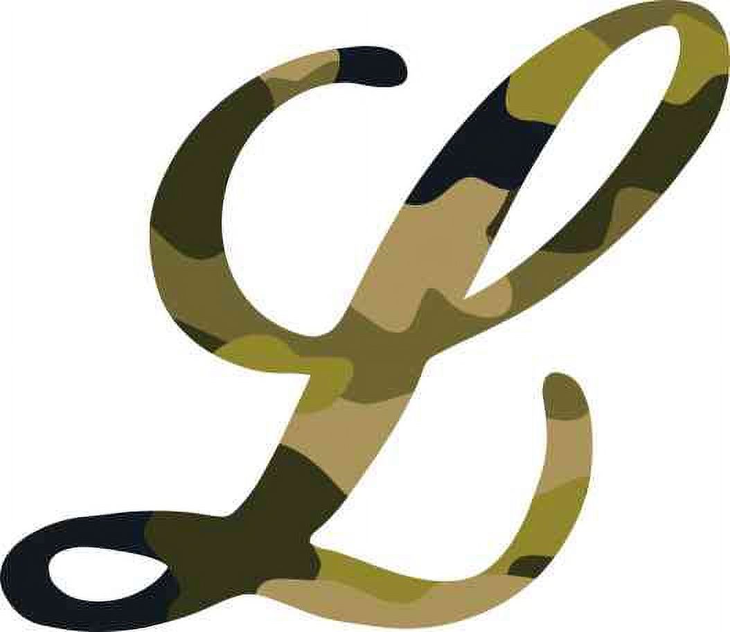 3.25in x 3in Camo Cursive L Monogram Sticker Fancy Vinyl Vehicle ...