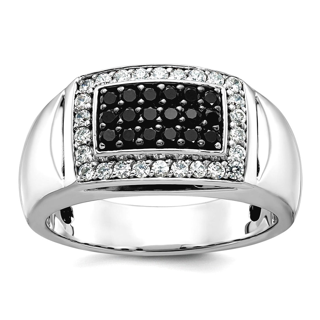3.25mm 14k Solid White Gold 3/4 Ct Lab Grown Diamond SI+ G+ and Black ...