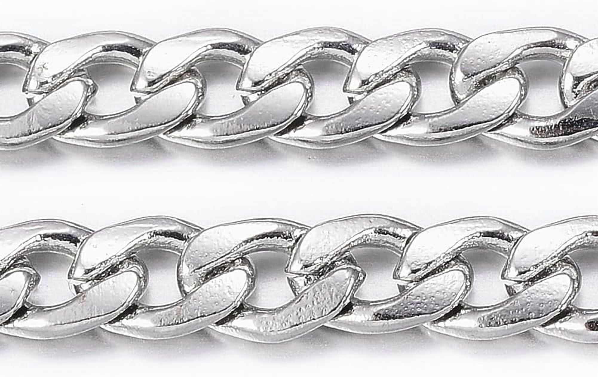 3.28 Feet(1m) 304 Stainless Steel Cuban Link Chains Chunky Curb Chains Stainless Steel Color ...